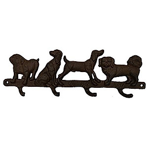 Comfy Hour Antique and Vintage Animal Collection Cast Iron Dogs Four Key Coat Hooks Clothes Rack Wall Hanger, Wildlife Collection