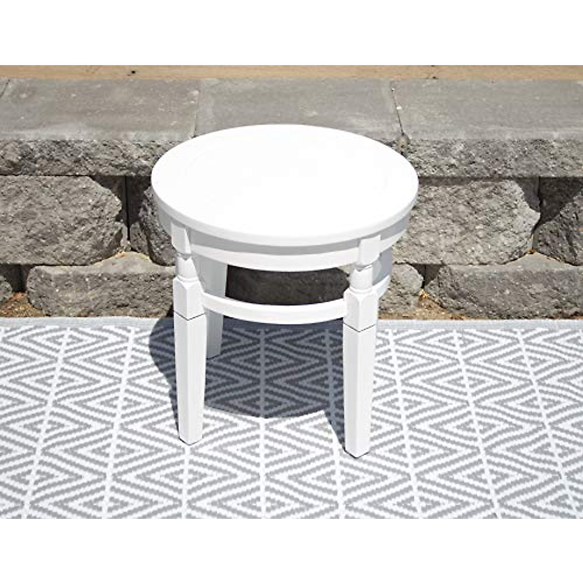 Pebble Lane Living All Weather Indoor/Outdoor Exclusive Elegant Hardwood Patio Round Side Table, 18" x 18" x 18", White