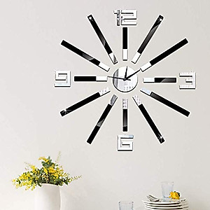 KXA Personality Mute Wall Clock, Creative Home Wall Clock Western Style Simple Mute DIY Mirror Wall Clock Wall Stickers Wall Clock