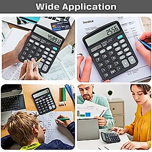 Comix Desktop Calculator 12 Digit with Large LCD Display and Big Button, 12 Digits Baisc Calculator, Solar Battery Dual Powered, for Office Home School C-1832 (Black)