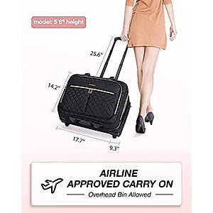 BAGSMART Rolling Laptop Bag Women, Rolling Briefcase for Women, 17.3 Inch with Wheels Computer Bag Rolling Laptop Case for Work Travel Business