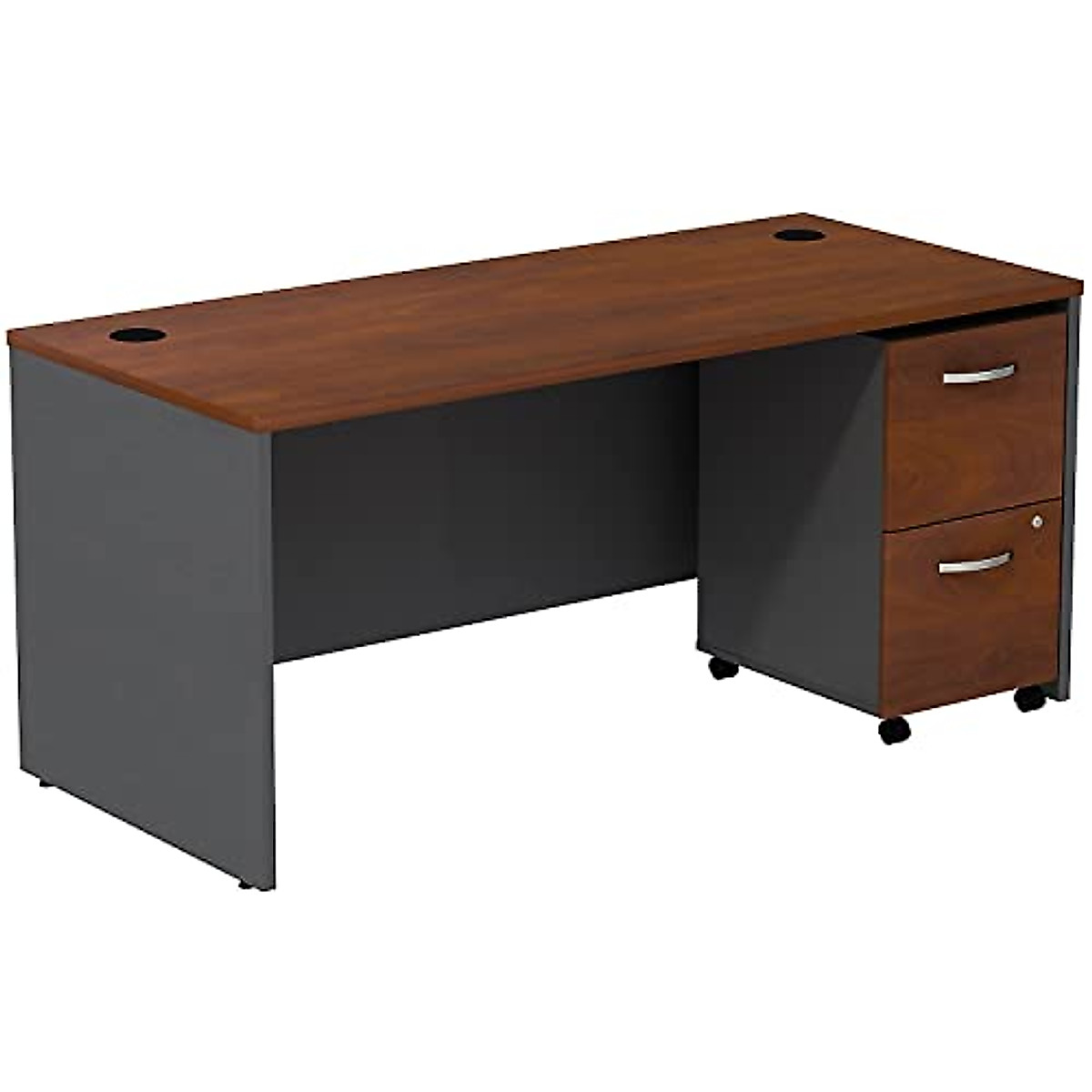 Bush Business Furniture Series C 66W Shell Desk with 2-Drawer Mobile Pedestal, Hansen Cherry