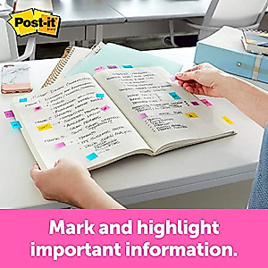 Post-it Flags Value Pack, 50/Dispenser, 4 Dispensers/Pack, 1 in Wide, Assorted Bright Colors, Includes Free Flags + Highlighter (680-PPBGVA)
