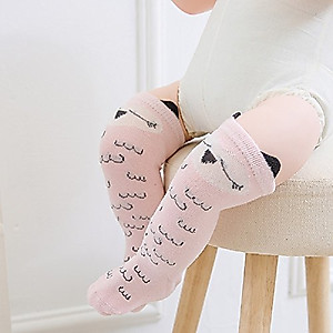 Baby Toddler Knee High Non Skid Socks with Grips for Girls and Boys 8 Pairs (6-24 Months)