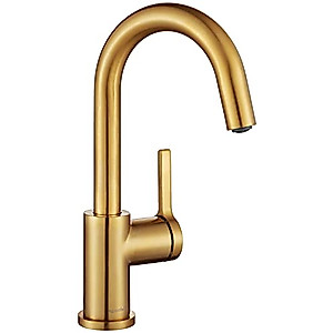 AguaStella AS1010BG Brushed Gold Bar Faucet or Prep Kitchen Sink Faucet with Single Handle