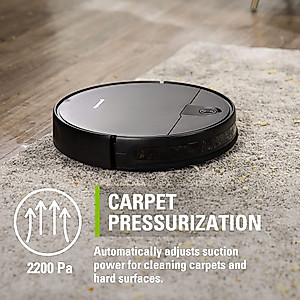 Greenworks Robotic Vacuum GRV-1010 Self-Charging, Wi-Fi Connectivity, 2200Pa Extreme Suction Power, Perfect for Pet Hair, Hard Floors, Carpets, Works with Alexa