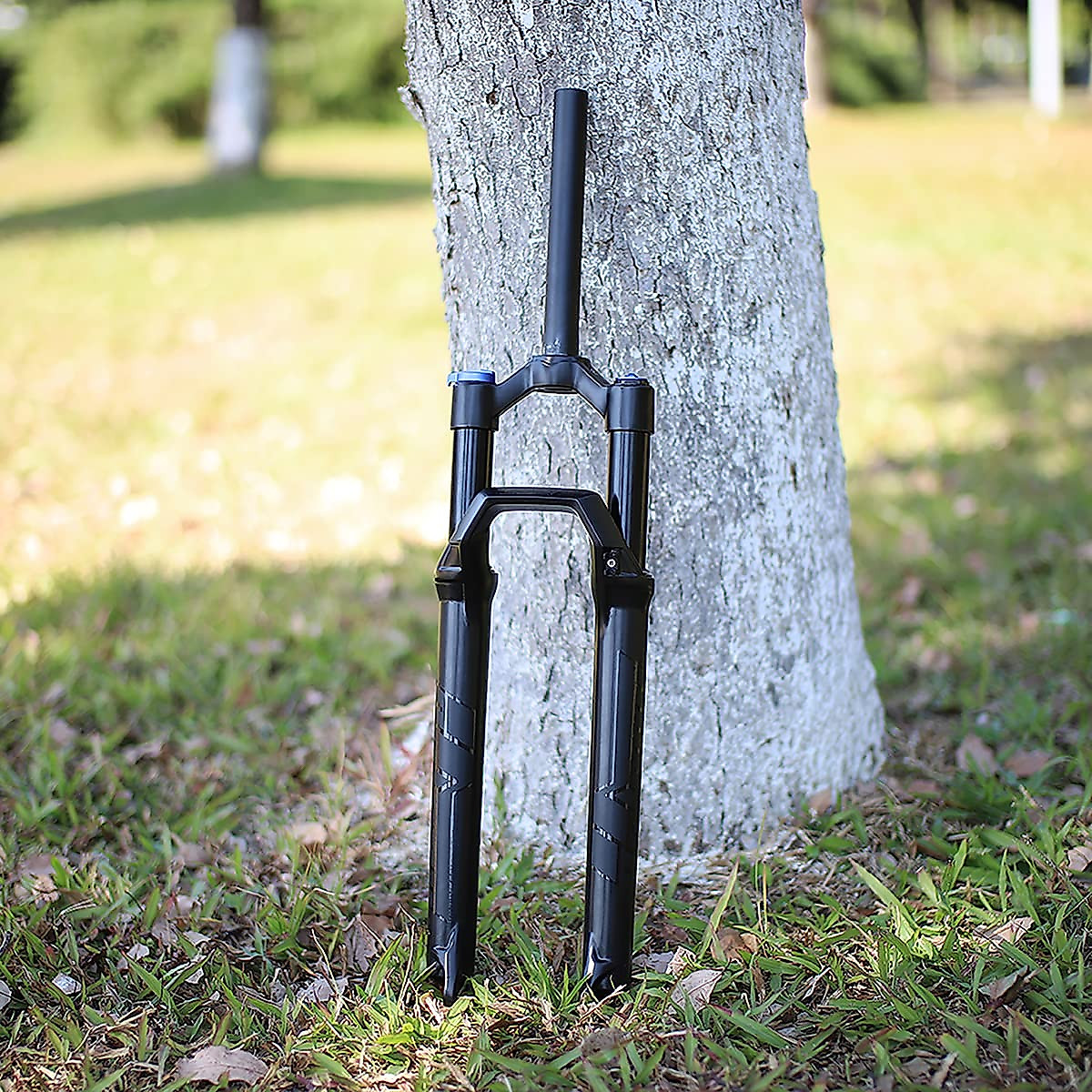 BOLANY 27.5/29inch Bike Suspension Fork 34mm Stanchions 1-1/8 Thread-Less Straight Steerer 120mm Travel MTB Air Fork with Damping Rebound Adjustment (Manual, 27.5inch)