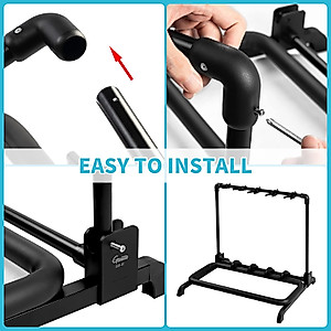 GUITTO Multi Guitar Rack Stand Foldable Universal Display Rack Portable Guitar Holder for Band Stage Bass Acoustic Guitar -5 Holder GGS-07