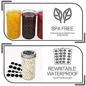 VERONES Mason Jars 12 OZ, Canning Jars Jelly Jars With Regular Lids, Ideal for Jam, Honey, Wedding Favors, Shower Favors, 20 PACK