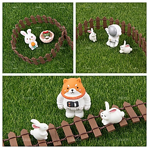 AUEAR, 2 Pack 35 Inch Long Mini Fairy Garden Fence Wood Ornament Wooden Decorative Picket for DIY Crafts Project (Brown, 2-Pack)