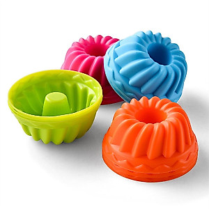 Silicone Cupcake Muffin Baking Cups 12 Pack Reusable Nonstick Silicone Baking Cups Mini Cake Pan (Multicolor)