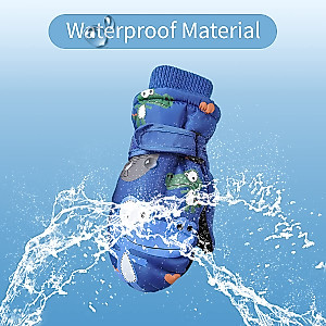 Century Star Winter Lined Fleece Toddler Mittens Waterproof Snow Mittens for Toddler Girls Boys Kids Snow Gloves Ski Alligator Navy 2-4T