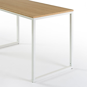 ZINUS Jennifer 47 Inch Computer Workstation, Office Desk - White Frame & Natural Top