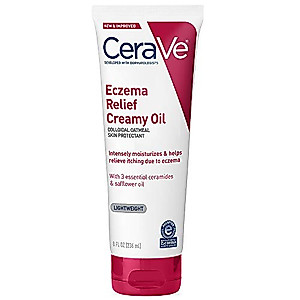Cerave Eczema Relief Creamy Body Oil | Anti Itch Cream for Eczema & Moisturizer for Dry Skin with Colloidal Oatmeal, Ceramides and Safflower Oil | 8 Ounce