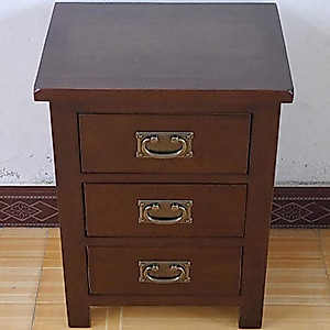 Kendyoak Aurotrice Oak Bedside Table 3 Drawers, Walnut NC Paint Cabinet, Oak Internals W:42cm