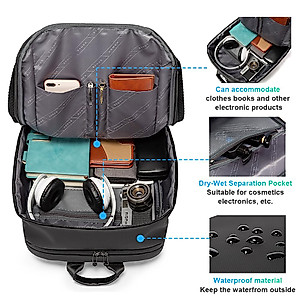 BANGE Smart Business Laptop Backpack Waterproof can fit 15.6-17.3 Inch Laptop with 3.0 USB charging port for men and women… (Black)