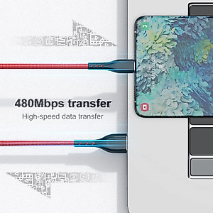 Kithumi Micro USB Cable 10Ft 3 Pack, 10 Feet Long Android Charger Cable, Durable Premium Nylon Braided Fast 10 Foot Phone Charger Cord for Samsung Galaxy S7 S6 S7 S5,Note 5 (Red)