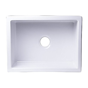 ALFI brand AB2418SB-W Smooth Thick Wall Fireclay Single Bowl Farm Sink, 24", White