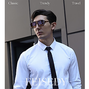 FEISEDY Retro Sunglasses for Women Men Trendy Aviator Sunglasses Classic Square Frame Shades B2939