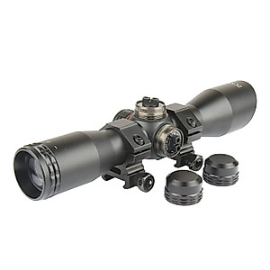 TACFUN 4X32 Crossbow Compact Multi Range Reticle Scope Red Green with Rings Lens Covers