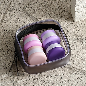 INSFIT Travel Containers for Toiletries, TSA Approved Silicone Cream Jars, Travel Size Containers with Lids, 4PCS BPA Free Leakproof Travel Accessories for Liquid Lotion with Labels Mini Spatulas