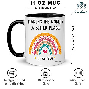 Vivulla68 70th Birthday Gifts For Women Men, Gift For 70 Year Old Women, 1954 Birthday Gifts For Women, Gift Ideas For 70 Year Old Woman, Birthday Gifts For Women Turning 70, 1954 Birthday Coffee Mug