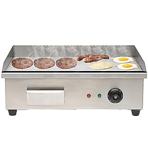 Professional Electric Griddle Commercial Electric Griddle Flat Top Grill Hot Plate Commercial Grill BBQ Electric Countertop Griddle for Restaurant Kitchen 548x350mm 110V