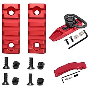 Combo of 5 Slots Mloc Picatinny Rail With Trigger Guard And QD Kit Push Button