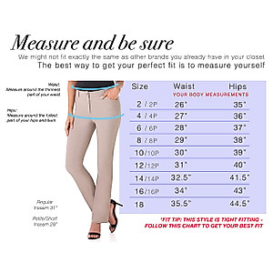 Rekucci Women's 5 Pocket Straight Leg Pant with Stretch Waistband (6, Black)