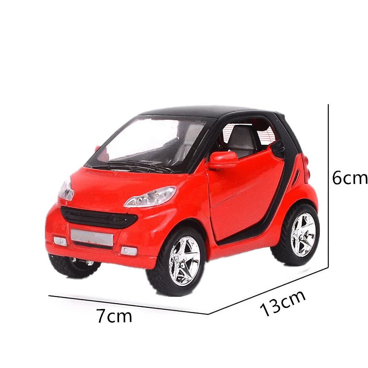 NC Red Pull Back Car Diecast Car Model Collectible Toy Scale 1/32 for Smart Fortwo