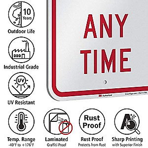 "No Parking Any Time" Sign By SmartSign | 12" x 18" 3M Engineer Grade Reflective Aluminum