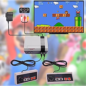 Retro Game Console Built in 620 Video Games and 2 NES Classic Controllers, Mini Video Game Console Plug and Play TV Games with AV Output, 8-Bit Video Game System with Classic Games,Children's Gift