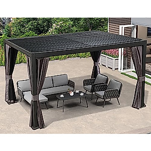 PURPLE LEAF Outdoor Louvered Pergola 10' × 13' Adjustable Metal Roof Hardtop Gazebo