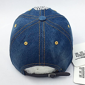 Kangqifen Women Rhinestone Pattern Distressed Denim Baseball Cap Sparkle Bling Hat Adjustable (Skull-03)