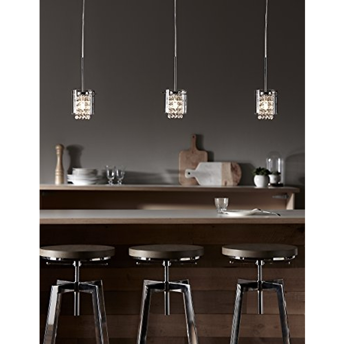 BAZZ PR3811CB Glam Pendant Light, Dimmable, Adjustable, Easy Installation, 59-in, Clear Glass