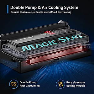 MAGIC SEAL MS300 Precision Vacuum Sealer Machine, Double Pump Commercial Food Sealer with Built-in Auto Cooling System, Compatible with Mylar, Smooth and Embossed Bags, Extra Wide Seal Bar