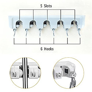 Broom Holder Wall Mount and Garden Tool Organizer, Closet Storage, Kitchen Rack, Home Organization and Garage Organizer,5 Position with 6 Hooks Garage Storage Holds up to 11 Tools
