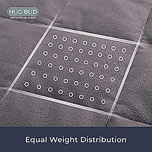 Hug Bud Weighted Blanket - 60" X 80" - 15-lbs - No Cover Required - Fits Queen/King Size Bed - for 110-150-lb Adult - Silky Minky Grey - Premium Glass Beads - Calming Stimulation Sensory Relaxation