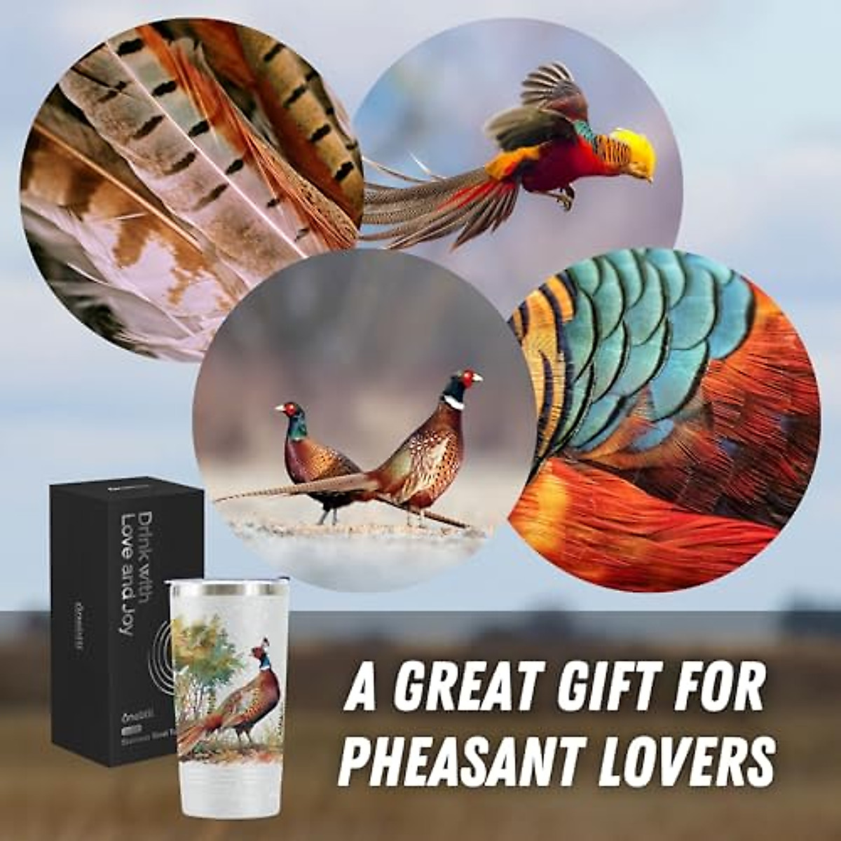 Onebttl Pheasant Hunting Gifts Tumbler Travel Coffee Mug, Stainless Steel Insulated with Lid 20oz/590ml - Watercolor