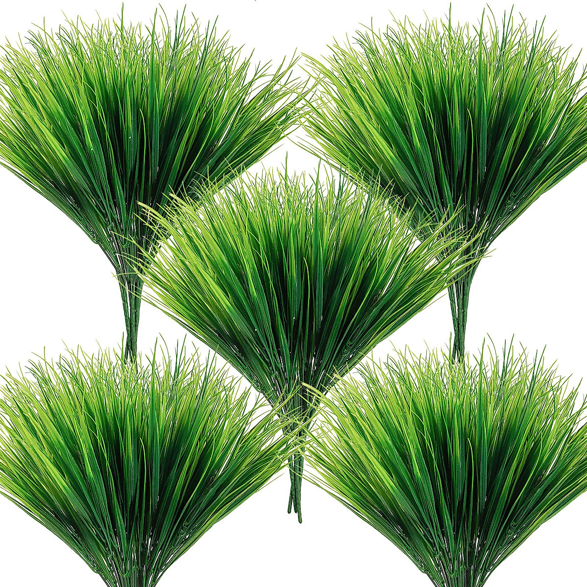 Ageomet 14pcs Fake Grass Plant, Artificial Outdoor Plants UV Resistant, Wheat Bushes Plastic Artificial Shrubs, Faux Greenery for House Garden Patio Front Porch Indoor Decor
