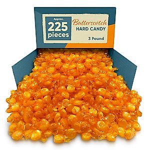 Butterscotch Hard Candy - 3 Pounds Approx 225 Pieces of Creamy Butterscotch Drops - Bulk Candy for Holiday Season, Holiday Candy Individually Wrapped Christmas Candy, Perfect for Sharing and Gifting - Hard Candy Butterscotch