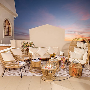 RADIATA Boho Patio Furniture Sets Outdoor Conversation Wicker Bistro Sectional Sofa and Chair Sets for Backyard, Porch, Deck, Garden (9pcs)