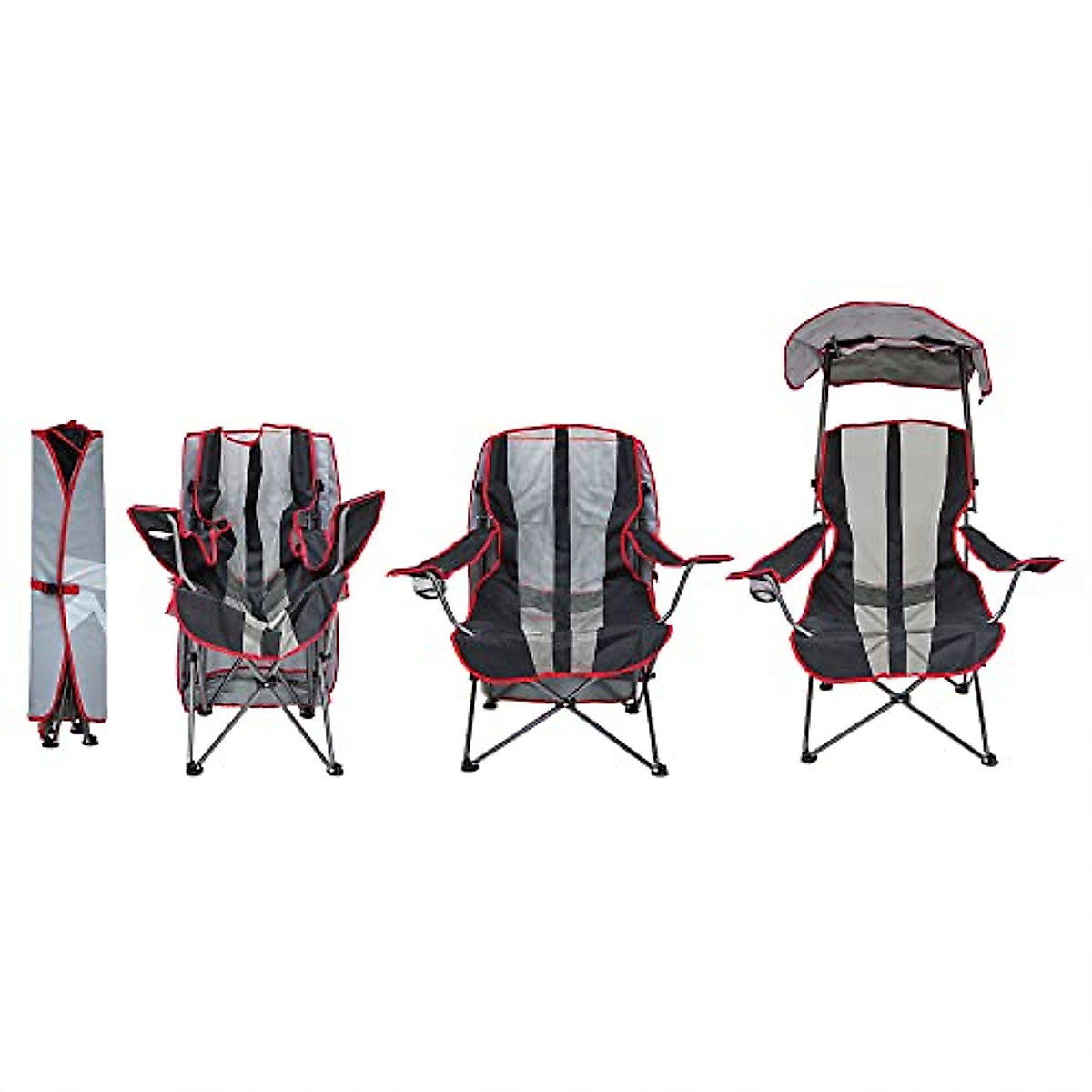 Kelsyus Premium Canopy Foldable Portable Outdoor Lawn Chair with Arm Rest, Cup Holder, and 50+ UPF Sun Protection Canopy, Red or Black