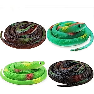 ZZF-LYA 4 Packs Realistic Rubber Snake Set-Plastic Forest Snakes Realistic Rubber Snake Assorted Colorful Fake Snake Figure Keep Birds, Squirrels, Rats Away