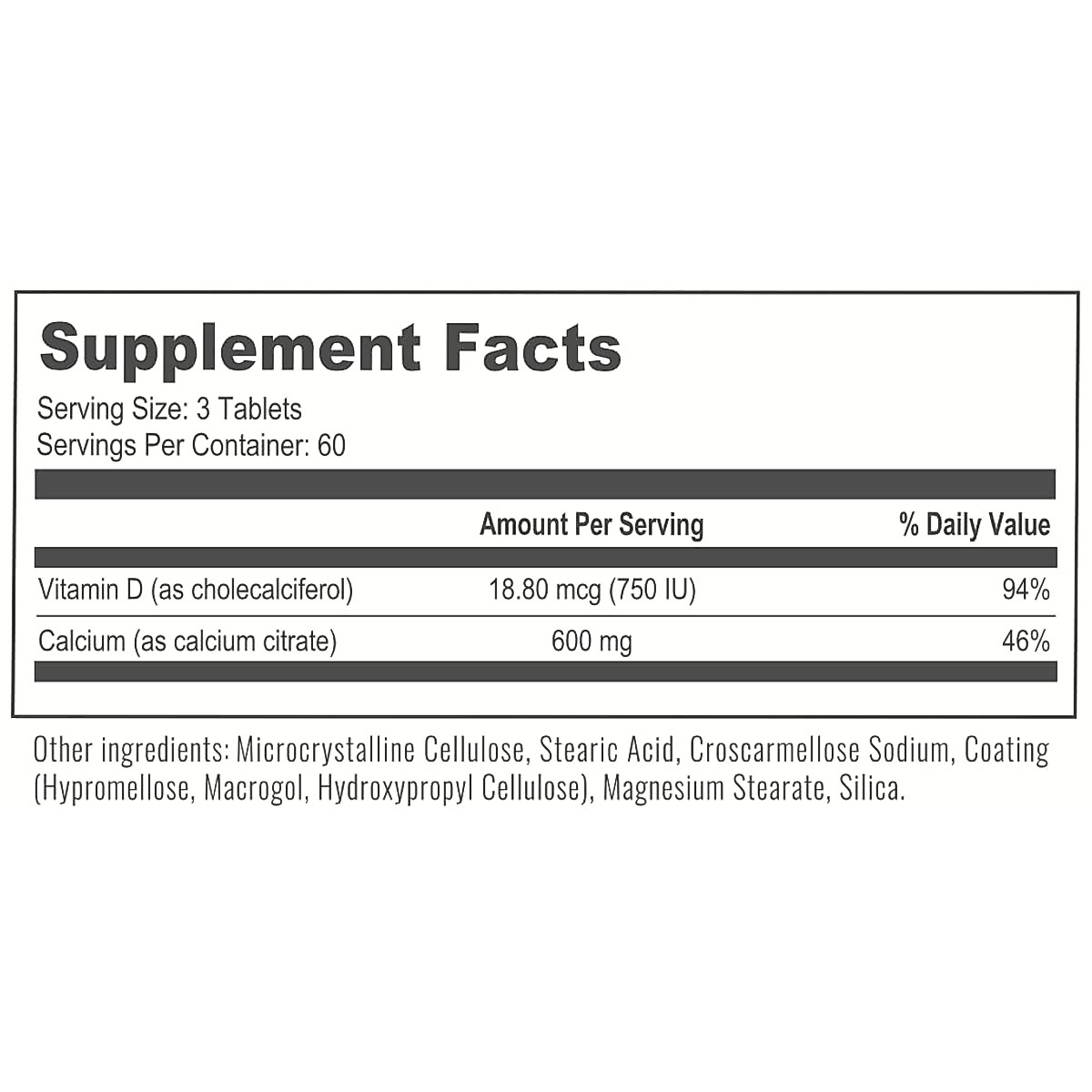 BariatricPal Easy Swallow Calcium Citrate (600mg) and D3 Coated Tablets (30-Day Supply)