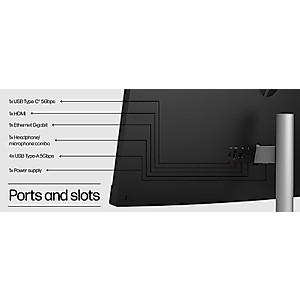 HP 27 All-in-One Desktop 4TB SSD 64GB RAM (Intel 13th Generation Core i7 Processor with 10 cores - Turbo Boost to 5.0GHz, 4 TB SSD, 64 GB RAM, 27-inch FullHD, Win 11) PC Computer Essential Pavilion