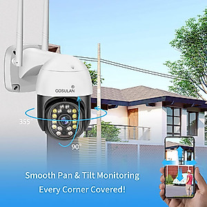 TUYA Security Camera Outdoor, 2K Wireless PTZ Camera, WiFi Pan Tilt Dome Camera Works with Alexa & Google Assistant, Floodlight/2-Way Audio/Motion Detection/Activity Alert/Auto Tracking/Smart Life App