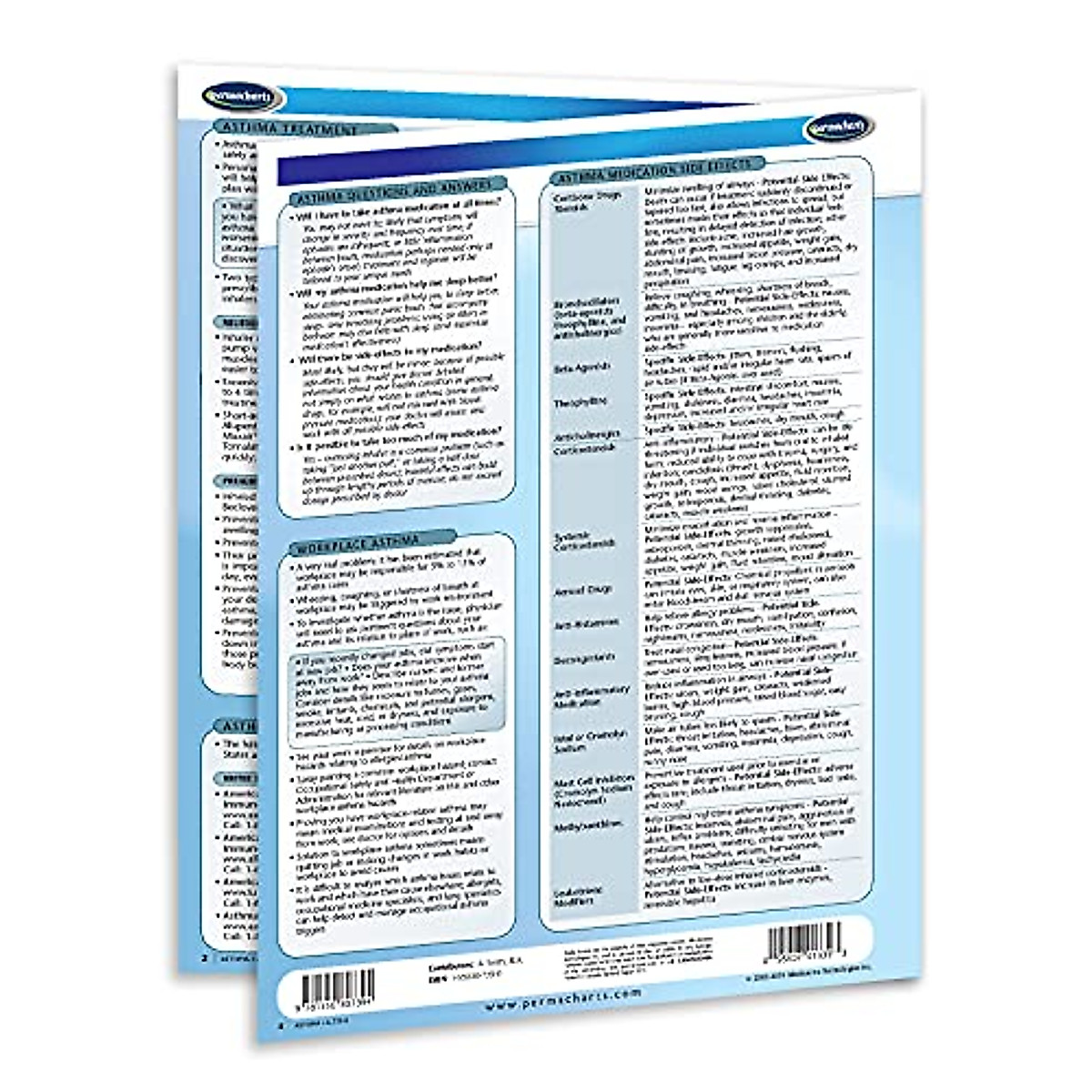 Asthma - Health Medical Quick Reference Guide - 4-page 8.5" x 11" Laminated