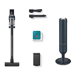 SAMSUNG BESPOKE Jet Cordless Stick Vacuum Cleaner w/ Clean Station, Powerful Multi-Surface Floor Cleaning for Carpet, Hardwood, Tile, 5-Layer Filter, Lightweight, VS20A9580VB/AA, 2023, Midnight Blue