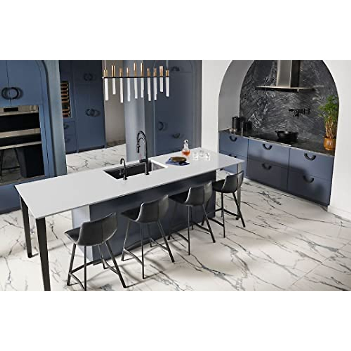 12x24 White with Bardiglio Grey Veining Porcelain Floor Tile for Kitchen, Backsplash, Countertop, Bathroom, Fireplace Surround (Polished, Pallet of 60 Pieces (116 sq.ft))